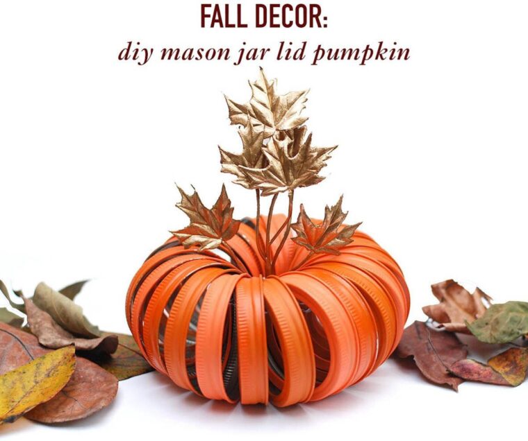 How To Make Farmhouse Rustic Mason Jar Lid Pumpkins - Twin Stripe
